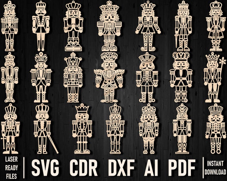 Christmas Nutcracker Ornaments SVG Bundle for Lightburn Laser Cut Files ...