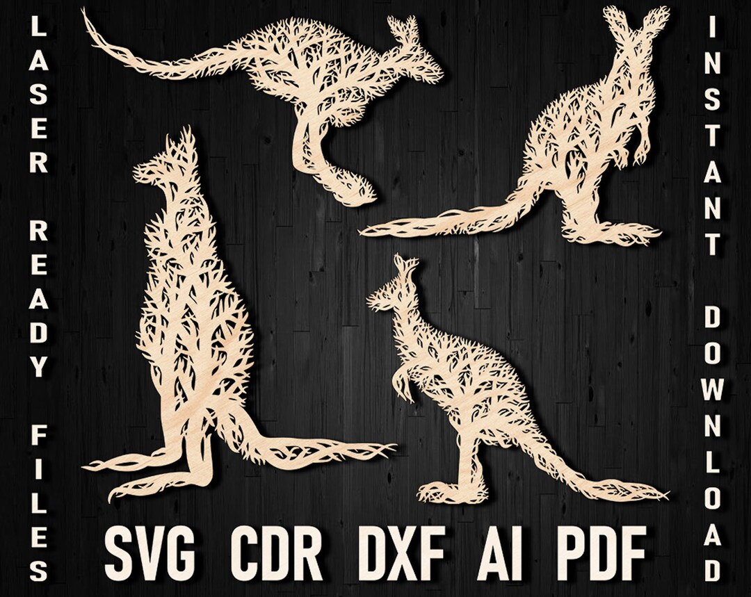 Kangaroo Tree Svg Wall Art Panel Decor Pdf Files for Plasma and Laser ...