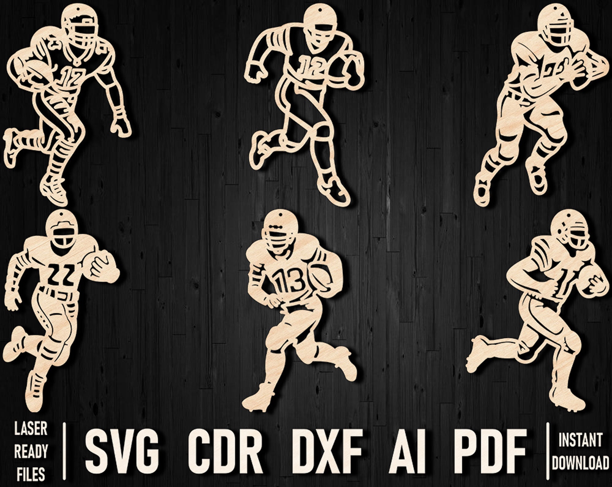 Svg Football Player Laser Cut Christmas Toy Bundle Files | American ...