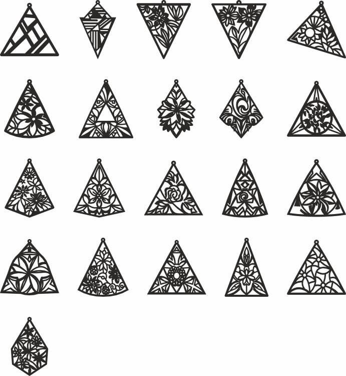 Triangle Laser Cut Svg Laser Cutting, Tree Dangle Wooden Earrings ...