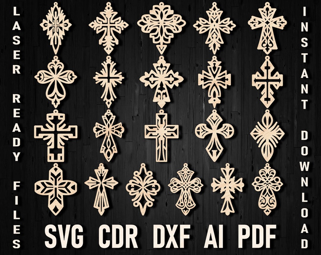 Svg Cross Laser Cut Earrings in Medieval Style, Dxf Faux Leather ...