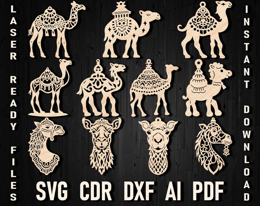 Svg Camel Laser Cut Christmas Ornament Bundle, Camel Files for ...