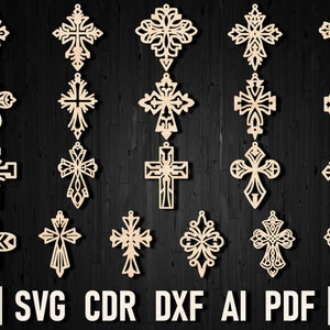 Svg Cross Laser Cut Earrings in Medieval Style, Dxf Faux Leather ...