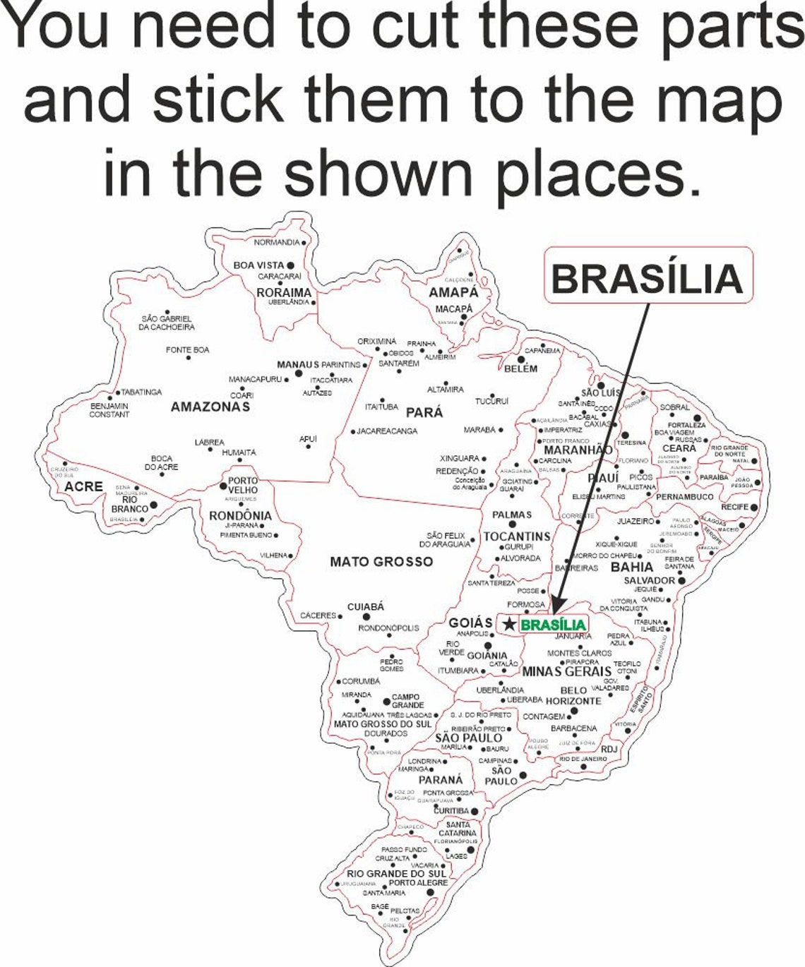 Brazil map svg file for laser cutting and engraving Brazil | Etsy