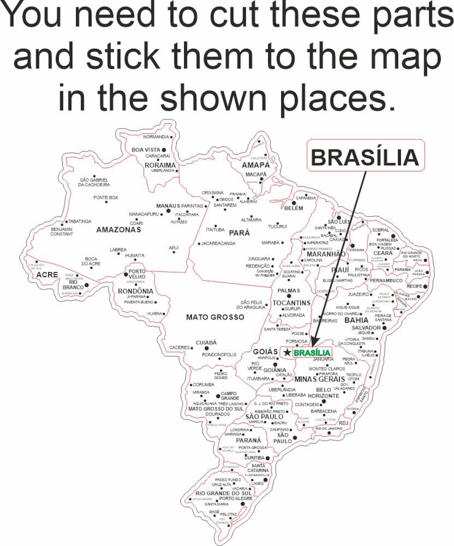 Brazil map svg file for laser cutting and engraving Brazil | Etsy