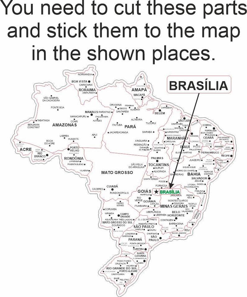 Brazil map svg file for laser cutting and engraving Brazil | Etsy