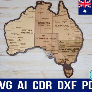 Svg Australia Map for Wooden Laser Cutting, Australia Puzzle Map ...