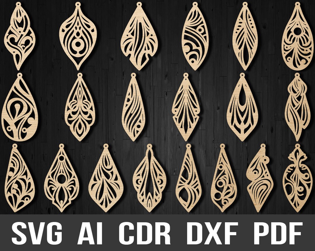 Laser Cut Earring Svg Bundle Laser Cut File for Glowforge, Wood Earring ...