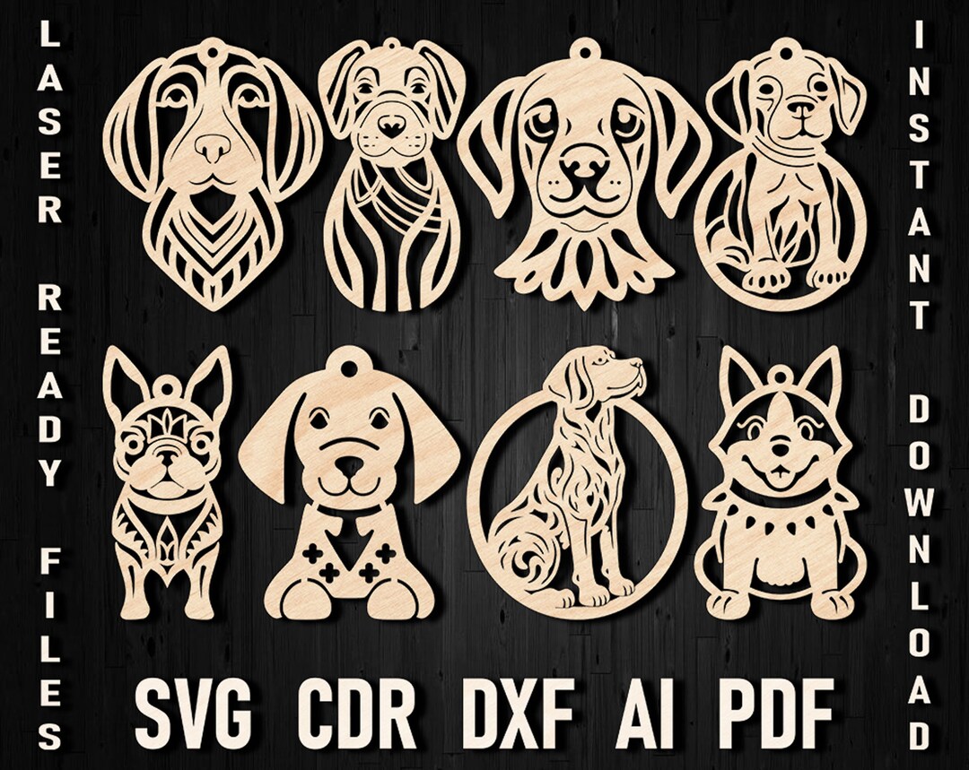 Laser Cut Dog Svg Christmas Ornament Files for Cricut Glowforge ...