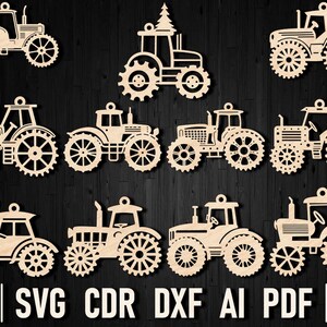 Tractor Svg Laser File Farmer Digital Ornament Bundle Xtool Cut Cnc ...