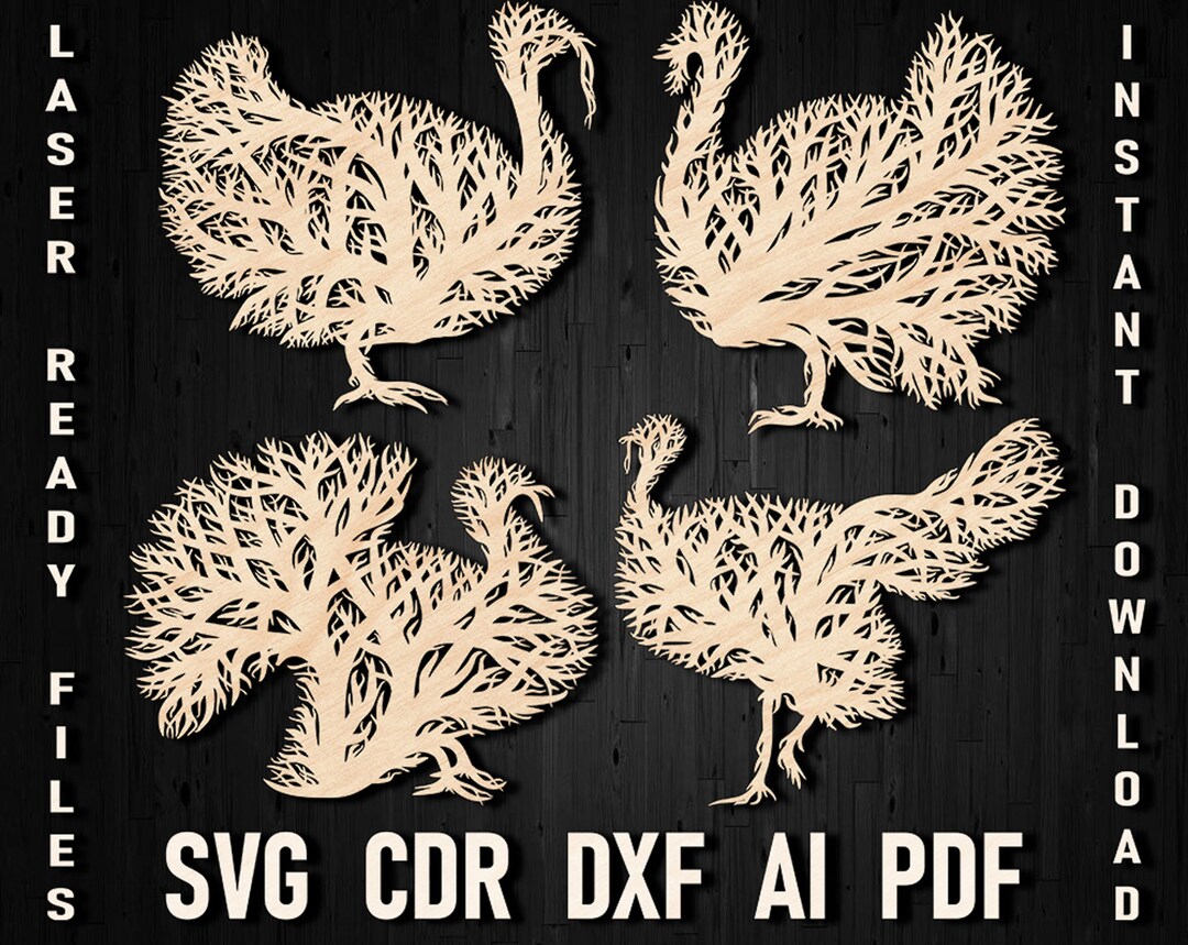 Thanksgiving Tree Turkey Svg Decor Laser Cut Digital File for Glowforge ...