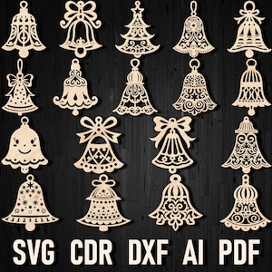 Christmas Bell Ornaments Template Svg Laser Cut Silhouette, Christmas ...