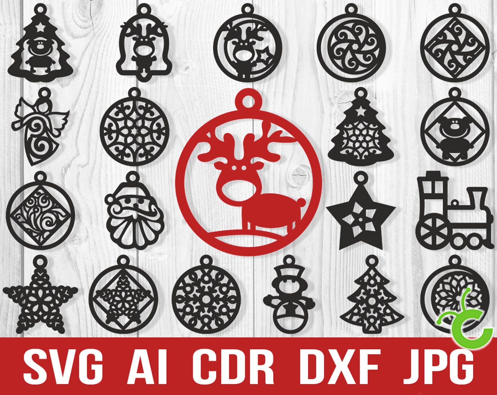 Christmas Laser Cut Tree Ornament Set Svg Customizable Etsy