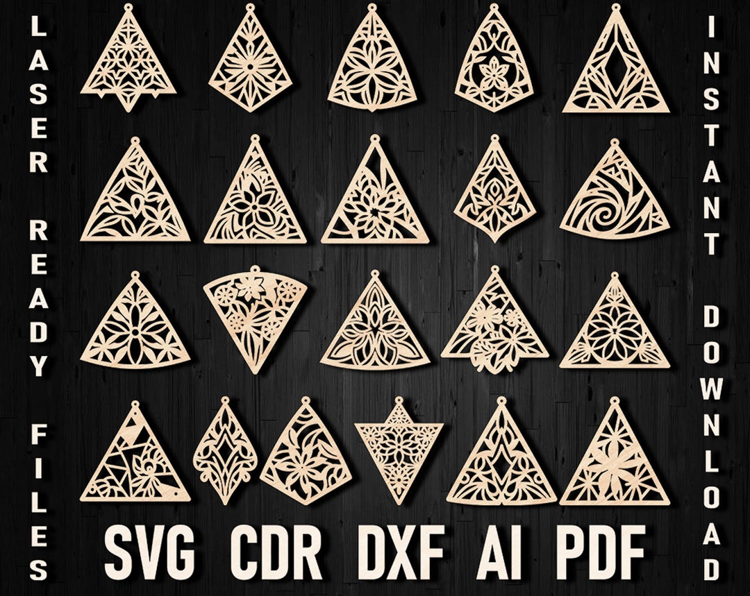 Svg Triangle Laser Cut Necklace for Women, Triangle Glowforge Geometric ...