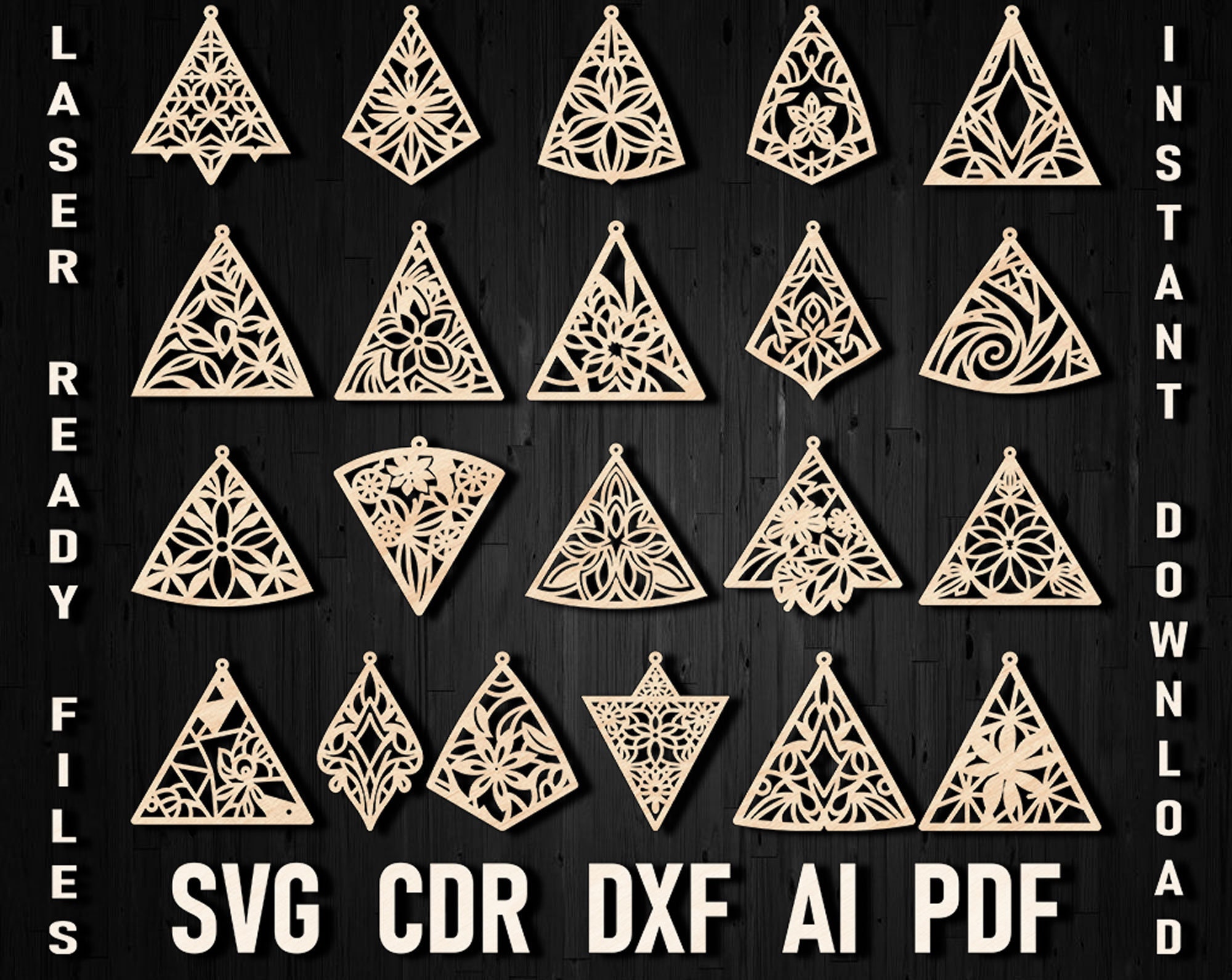 Svg Triangle Laser Cut Necklace for Women, Triangle Glowforge Geometric ...
