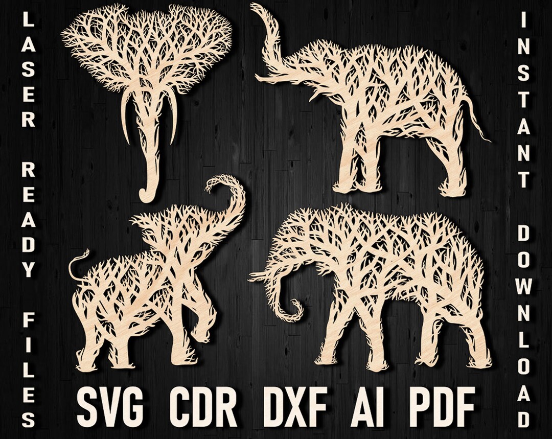 Svg Elephant Tree Wall Art Ornament Decor Panel Files for Cricut ...