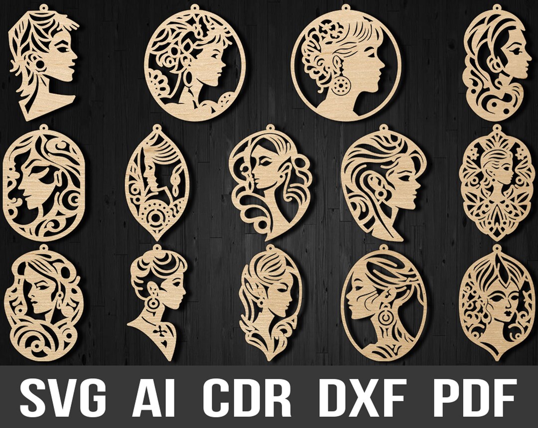 Woman Faces Earring Display Svg Laser Cut File Face Pattern - Etsy
