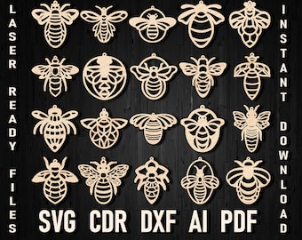 47 Bee Earrings SVG. Bee Earring Pendant and Stud SVG File for Laser ...