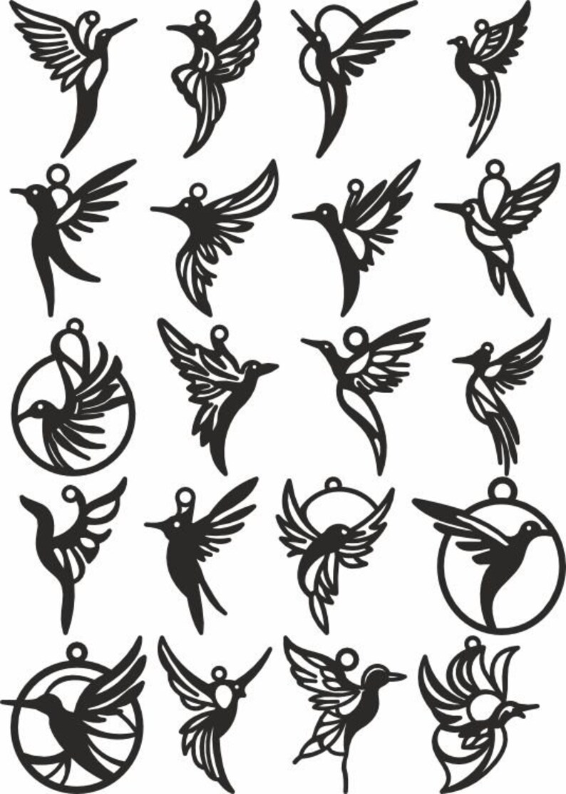 Svg Hummingbird Earrings File for Laser Cut, Hummingbird Silhouette ...