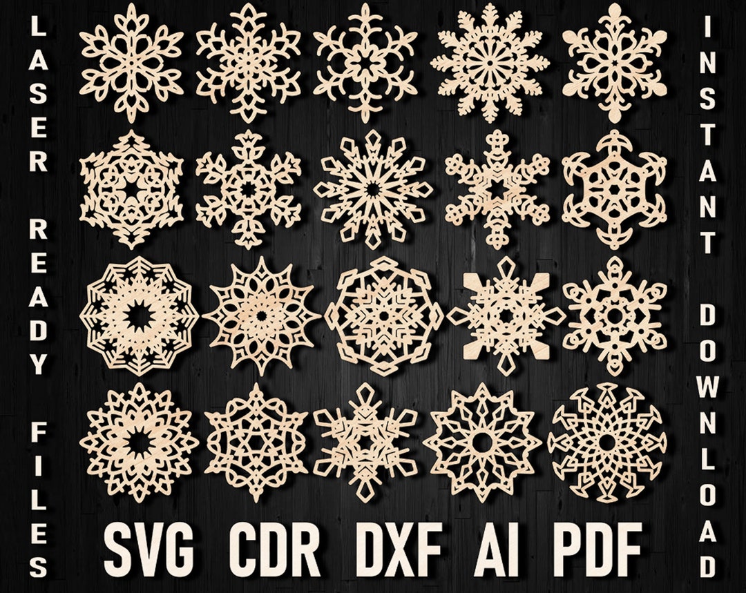 Svg Christmas Laser Cut Snowflake Ornaments, CNC Laser Cut Plywood ...