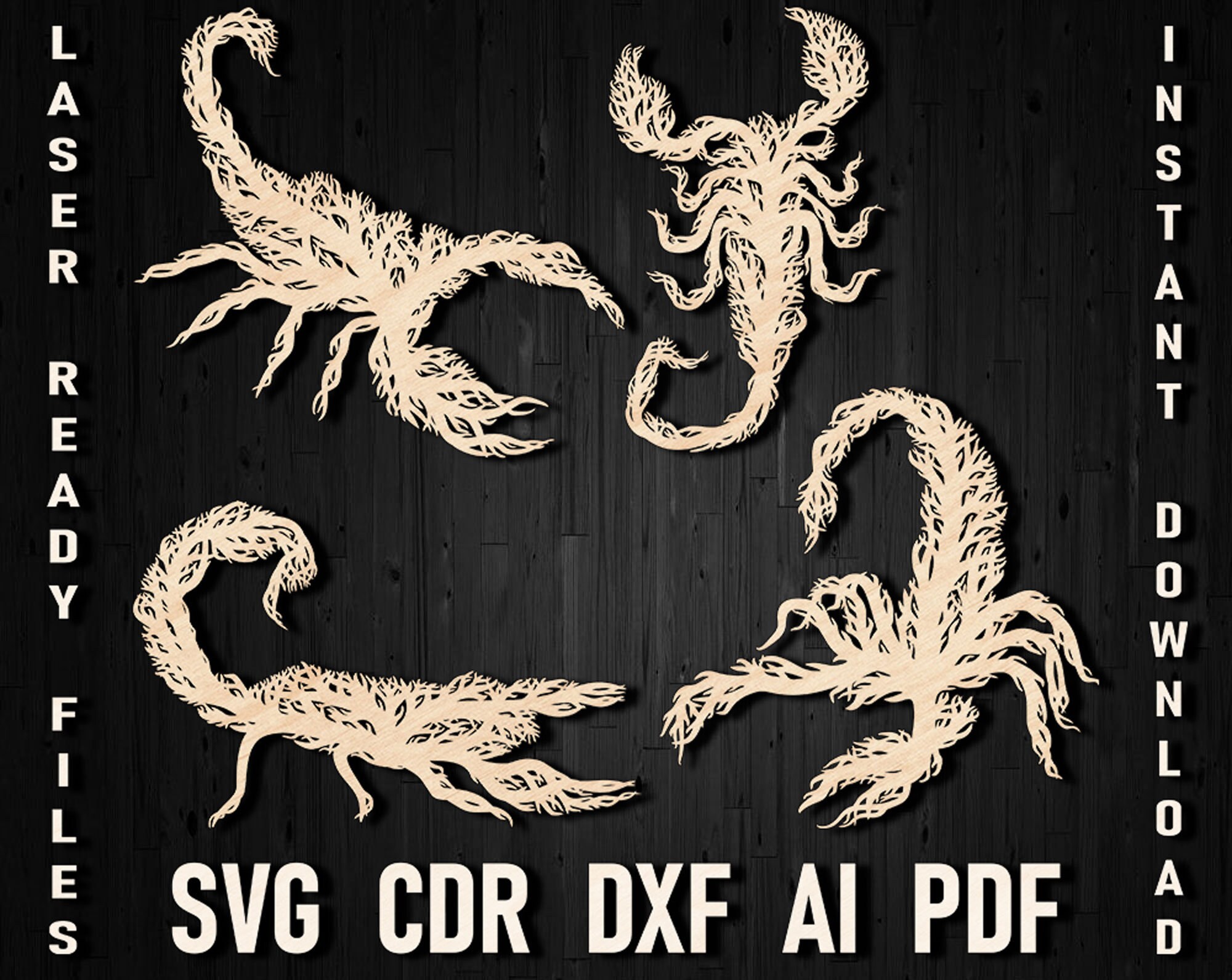 Scorpion Tree Wall Panel Svg Laser Cut File, Desert Animals Silhouette ...