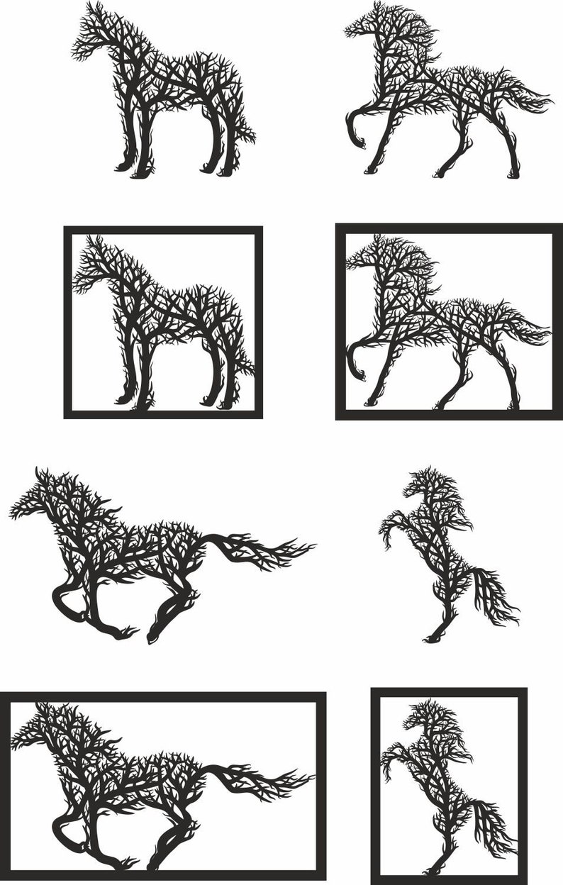 Horse Tree Style Wall Art Svg Files for Laser Cut and - Etsy UK
