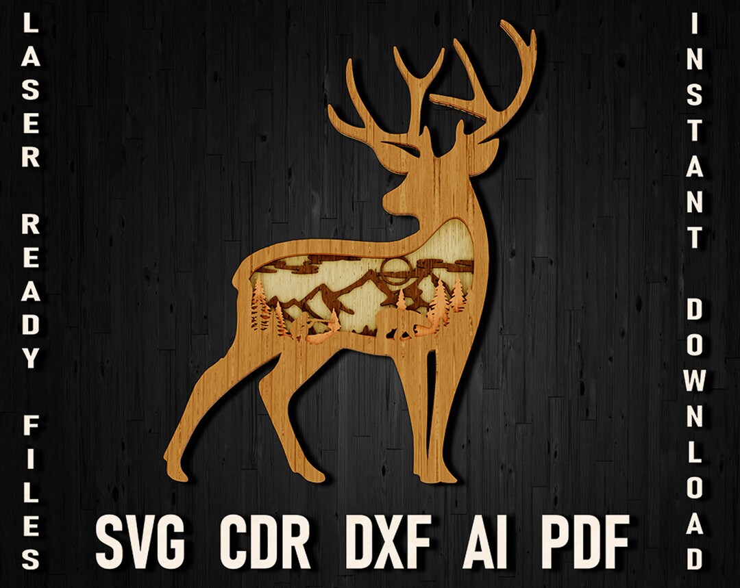 Deer Svg Cut File for Laser and Glowforge, Deer and Bear SVG Multilayer ...