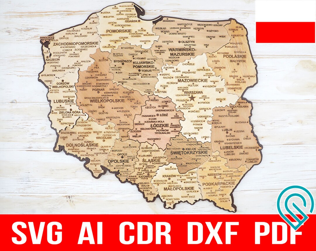 Poland Map Digital File for Laser Cutting, Polish Puzzle Map Dxf Pdf ...