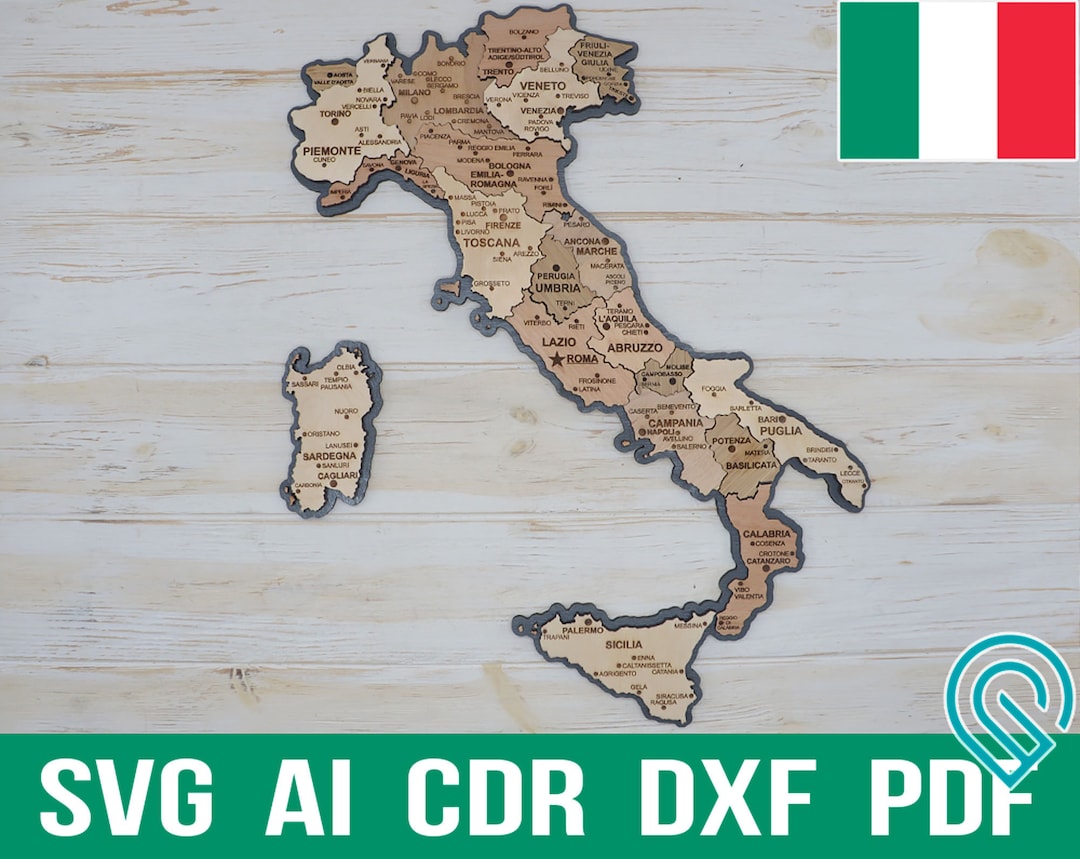 Italy Laser Cutting and Engraiving Svg File for Map Puzzle, Mappa ...