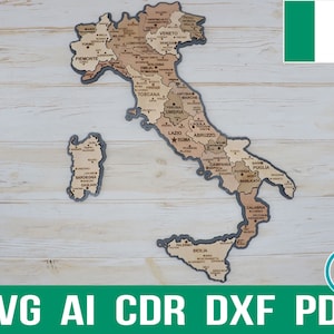 Italy Laser Cutting and Engraiving Svg File for Map Puzzle, Mappa ...
