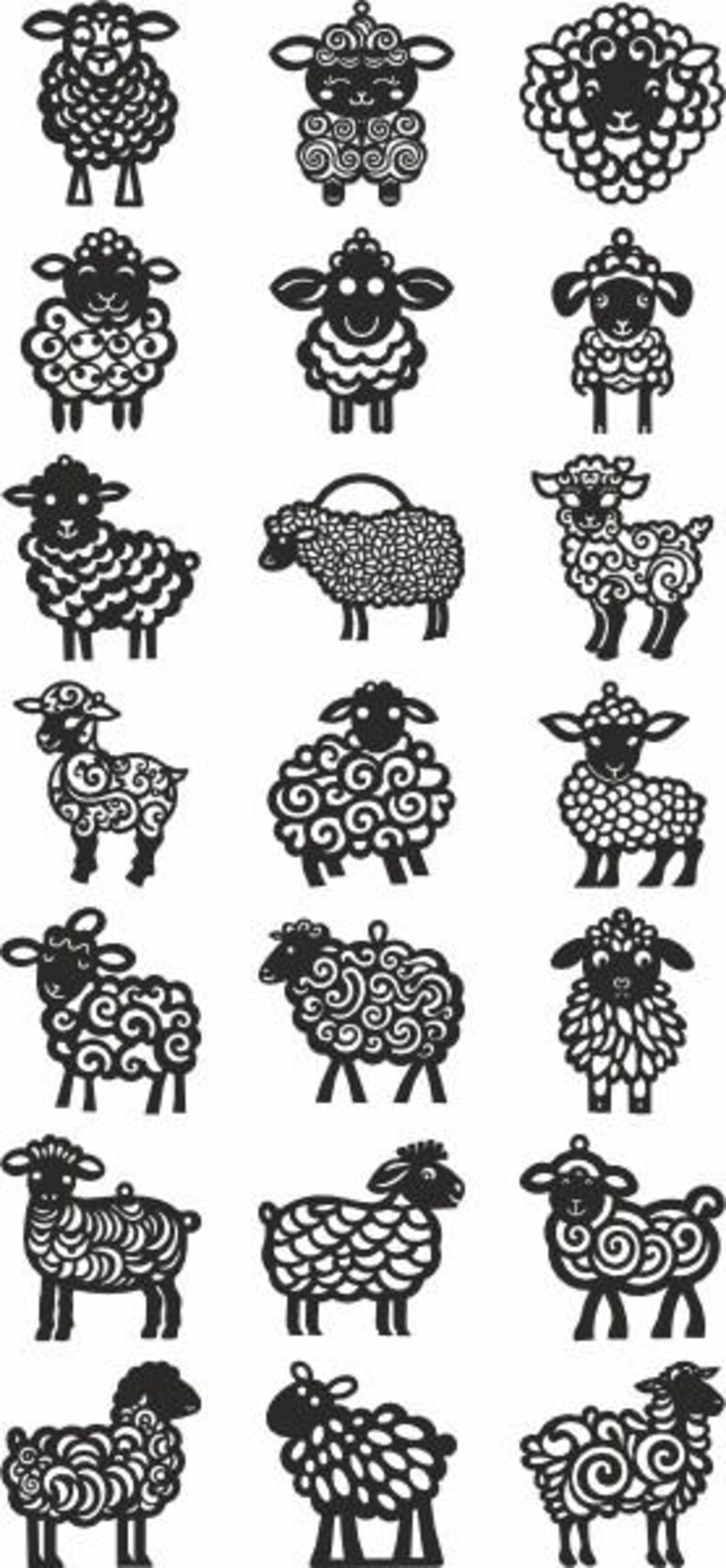Sheep Laser Cut Christmas Vector Ornament Design for Cutting Machines ...