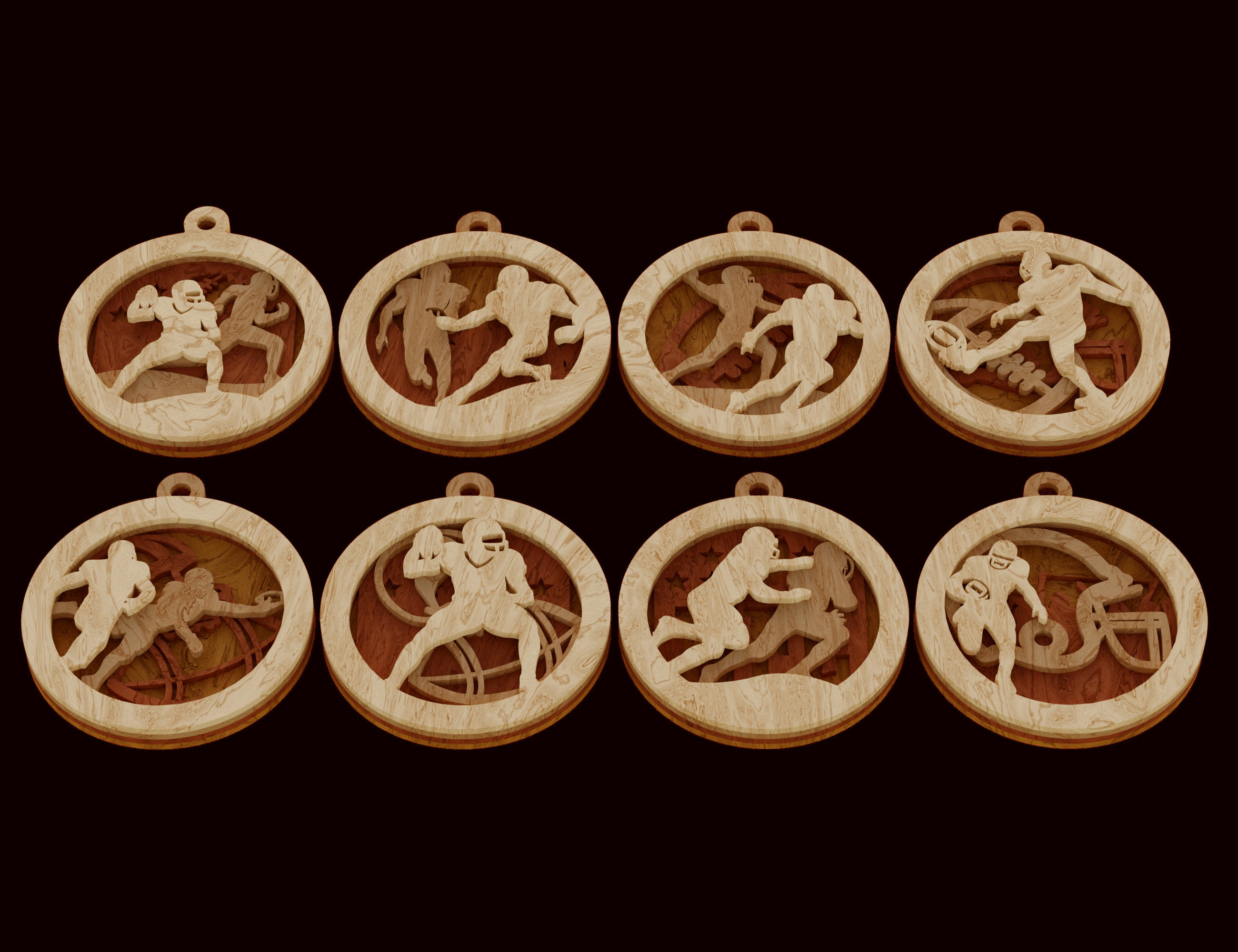 American Football Laser Cut Christmas Svg Ornament, Glowforge Files ...