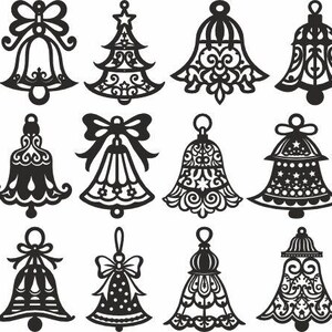 Christmas Bell Ornaments Template Svg Laser Cut Silhouette, Christmas ...