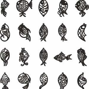 Fish Laser Cut Earrings Svg, Faux Leather Earrings, Marine Earring ...