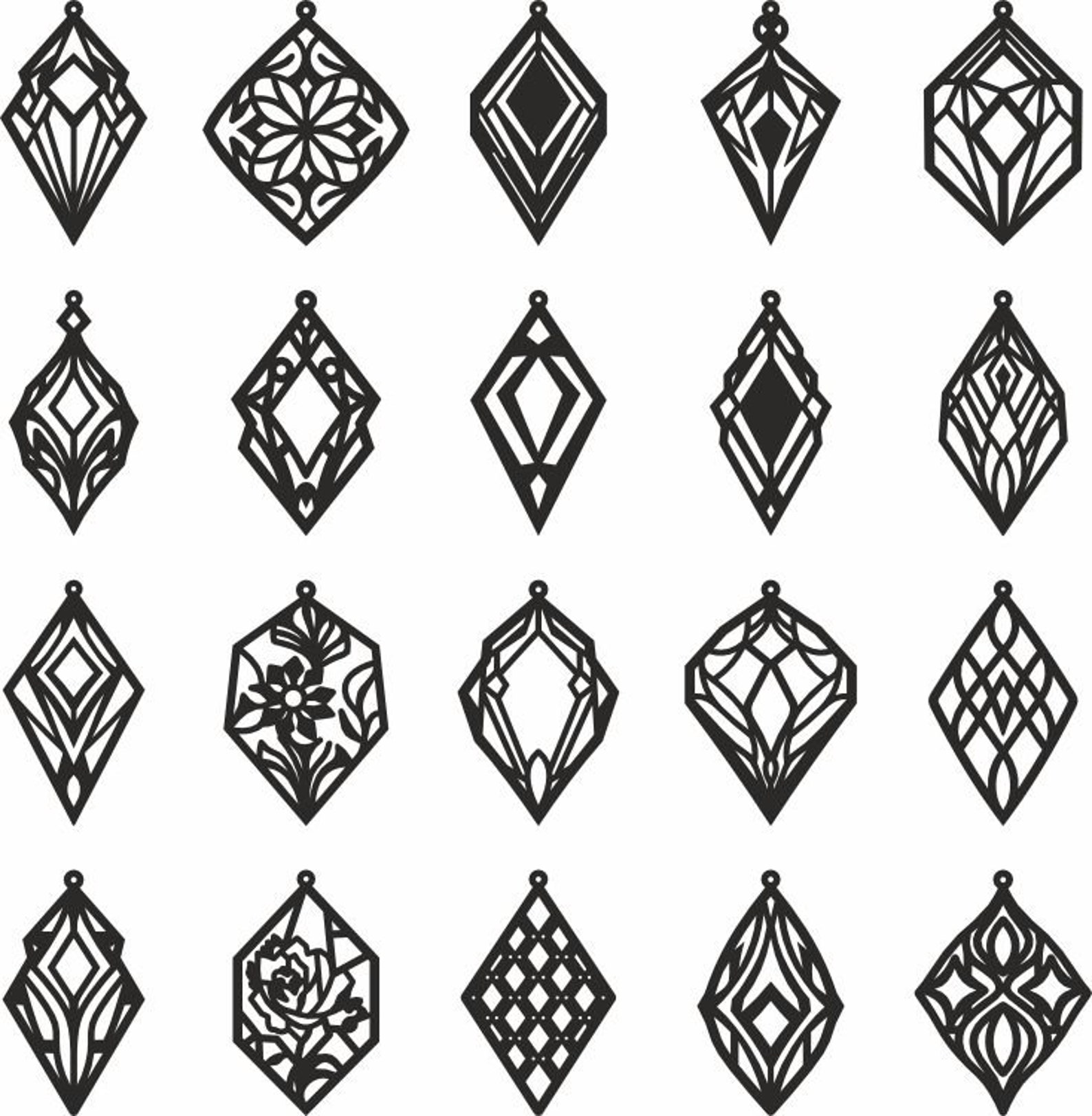 Rhombus Earrings Svg Laser Cut Digital Download Files for Laser Cutting ...