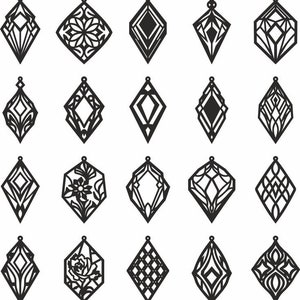Rhombus Earrings Svg Laser Cut Digital Download Files for Laser Cutting ...