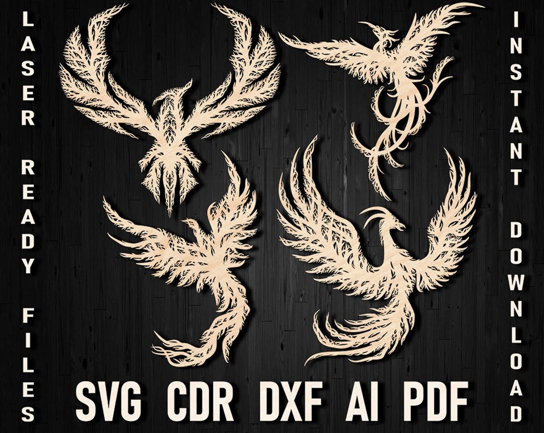 Svg Phoenix Tree Wall Art Dxf Files for Plasma Cut File, Phoenix Panel ...