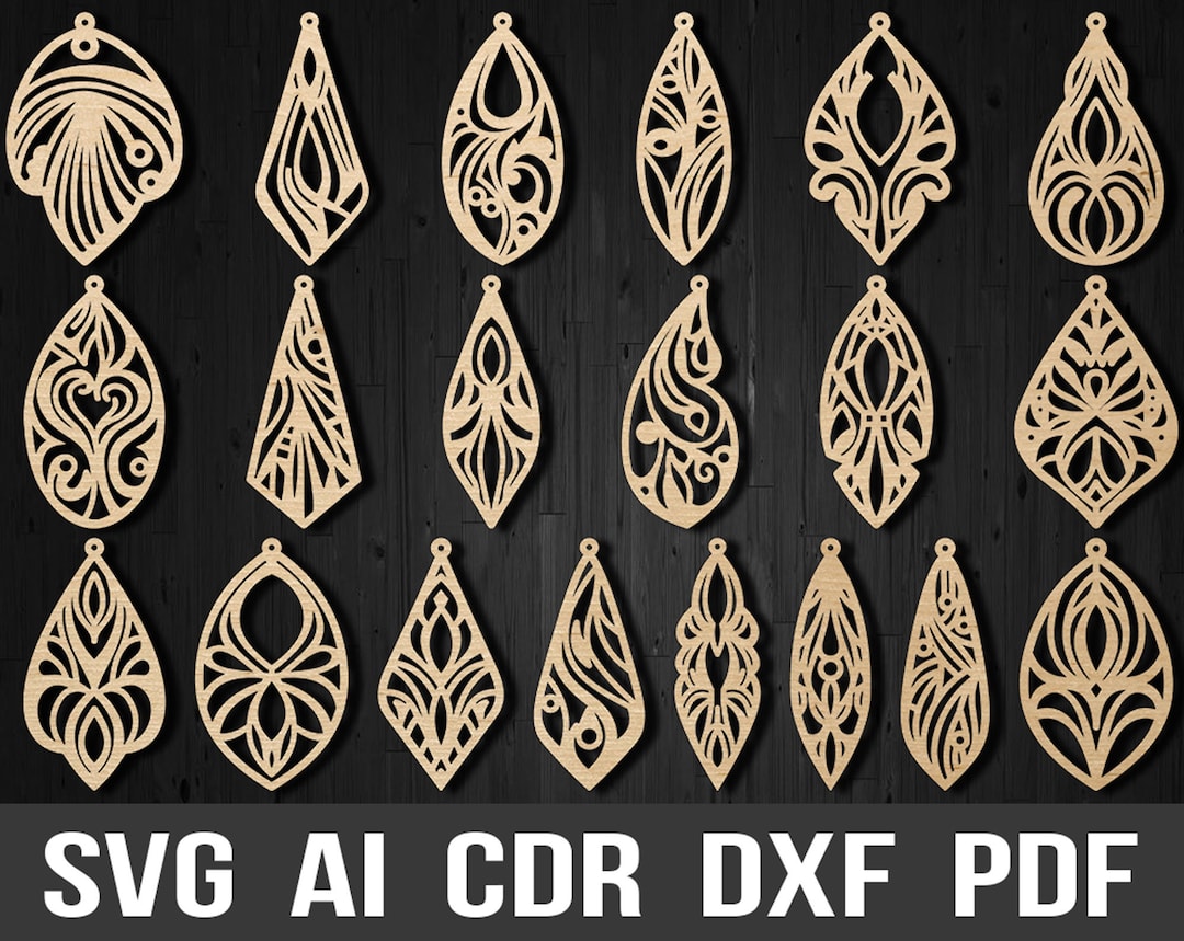 Elegant 20 Different Svg Styles Pendants and Earrings Laser - Etsy