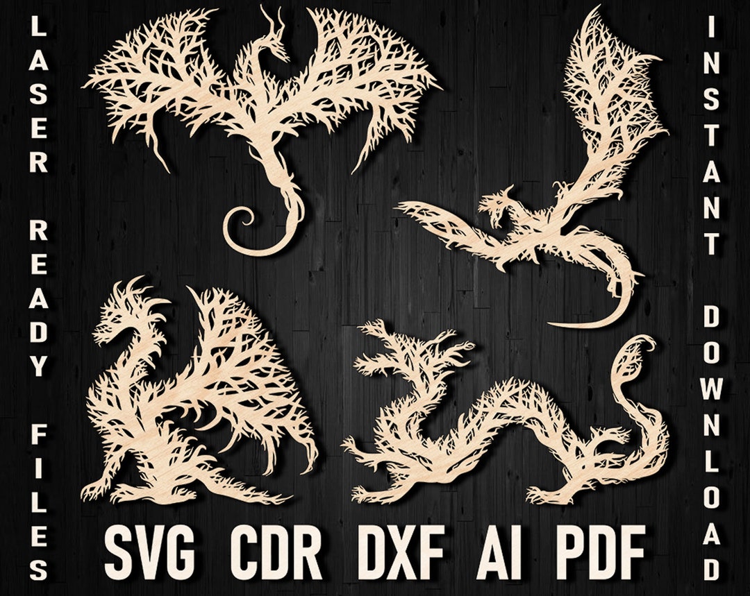 Svg Dragon Tree Style Wall Art Files for Laser Cut and Glowforge ...