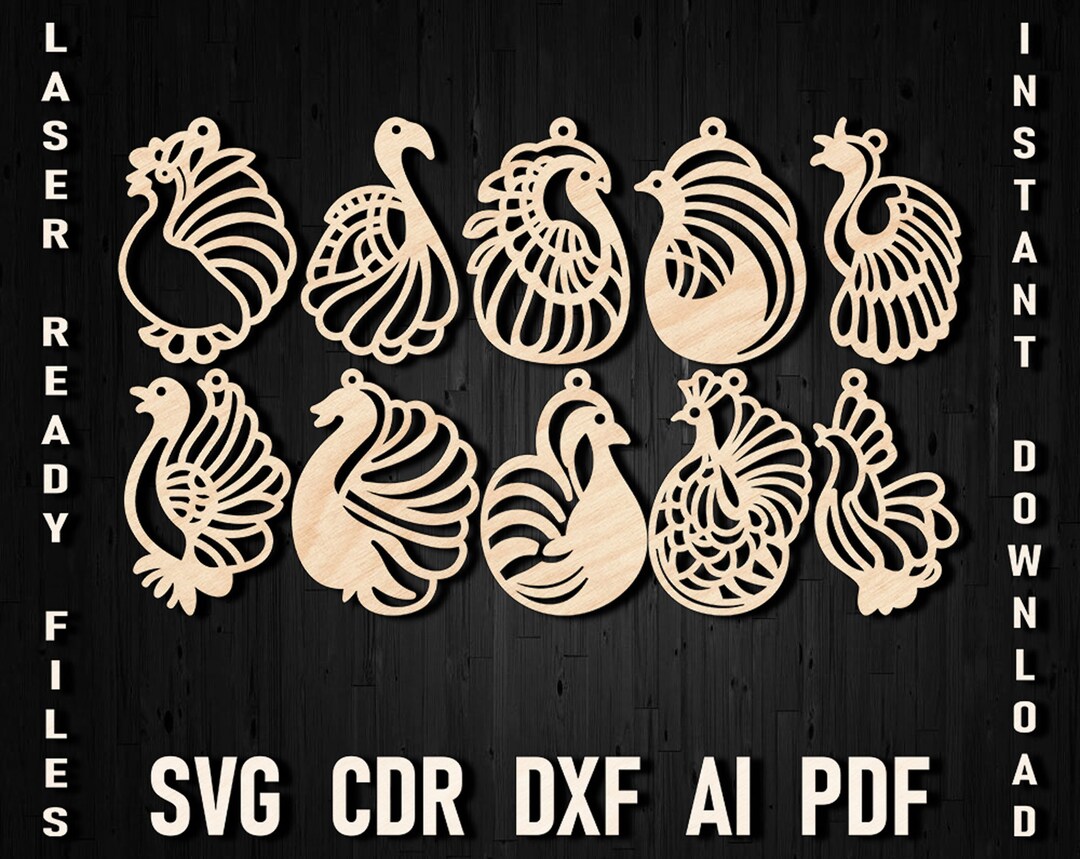 Turkey Earrings SVG Laser Cut Template, Thanksgiving Earring Glowforge ...