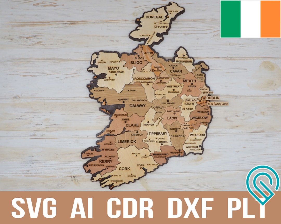 Ireland Map Laser Cut Svg File Digital Download Republic of - Etsy Ireland