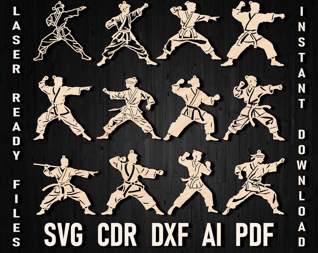 Karate Christmas Ornament Bundle SVG Laser Cut Files, Taekwondo Wooden ...