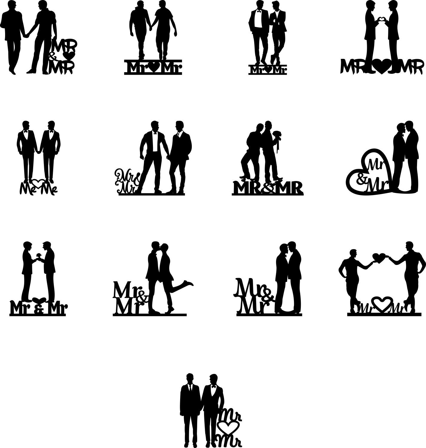 Gay Cake Topper Wedding Silhouette Svg File For Cricut Etsy