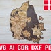 Denmark Map Laser Cut Svg File Digital Download, Danmark Cdr Pdf ...