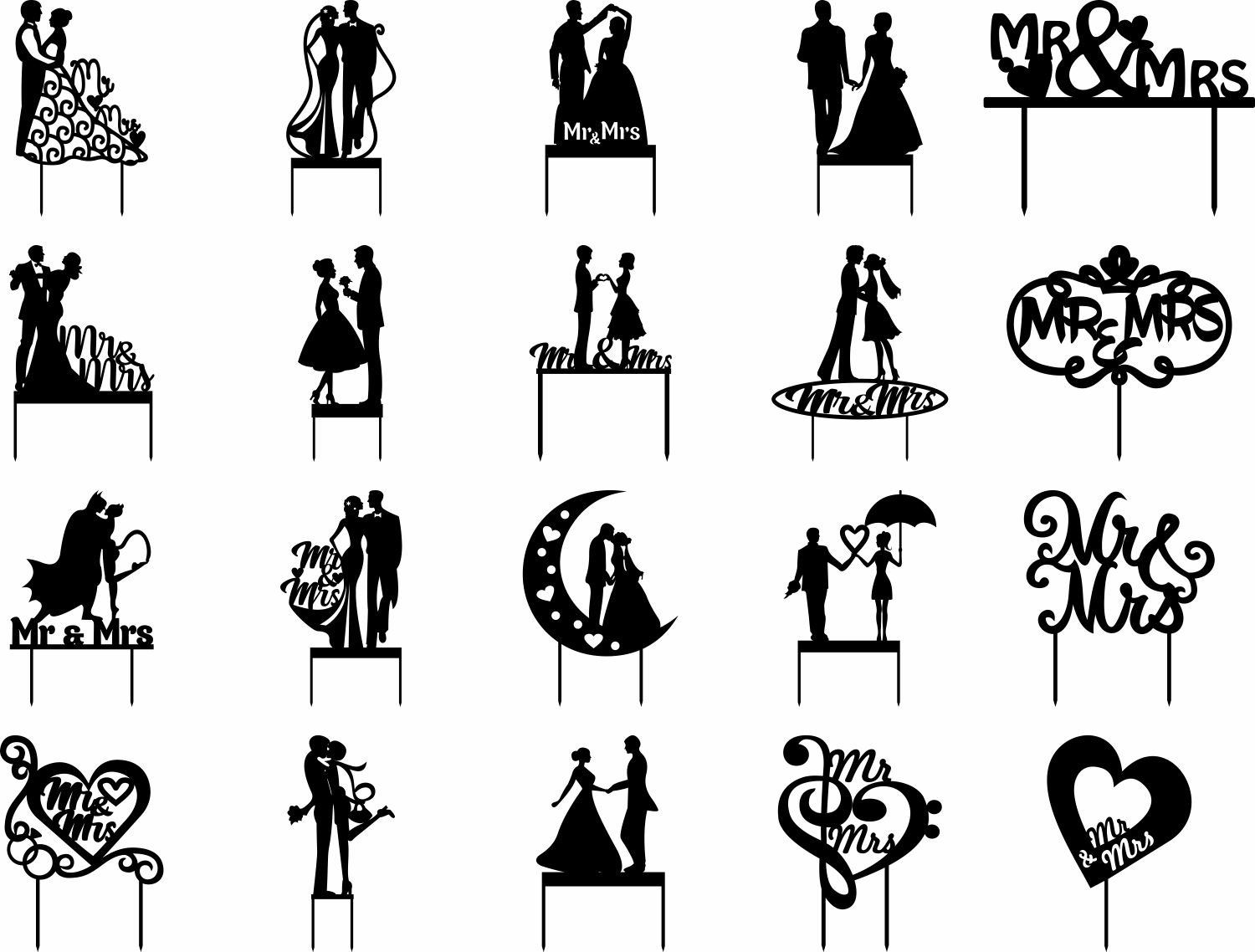Mr and Mrs Cake Topper Svg File for Cricut and Silhouette, Wedding Cake ...