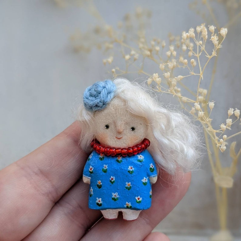 Art Wooden Mini Doll Figure Worry Poppet | Etsy