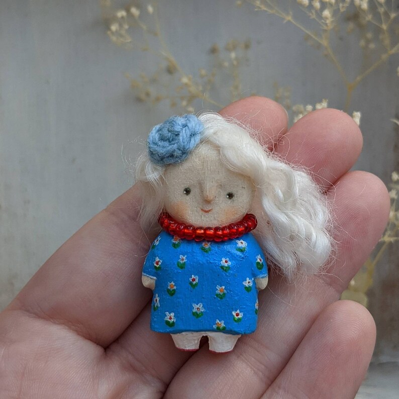 Art Wooden Mini Doll Figure Worry Poppet | Etsy