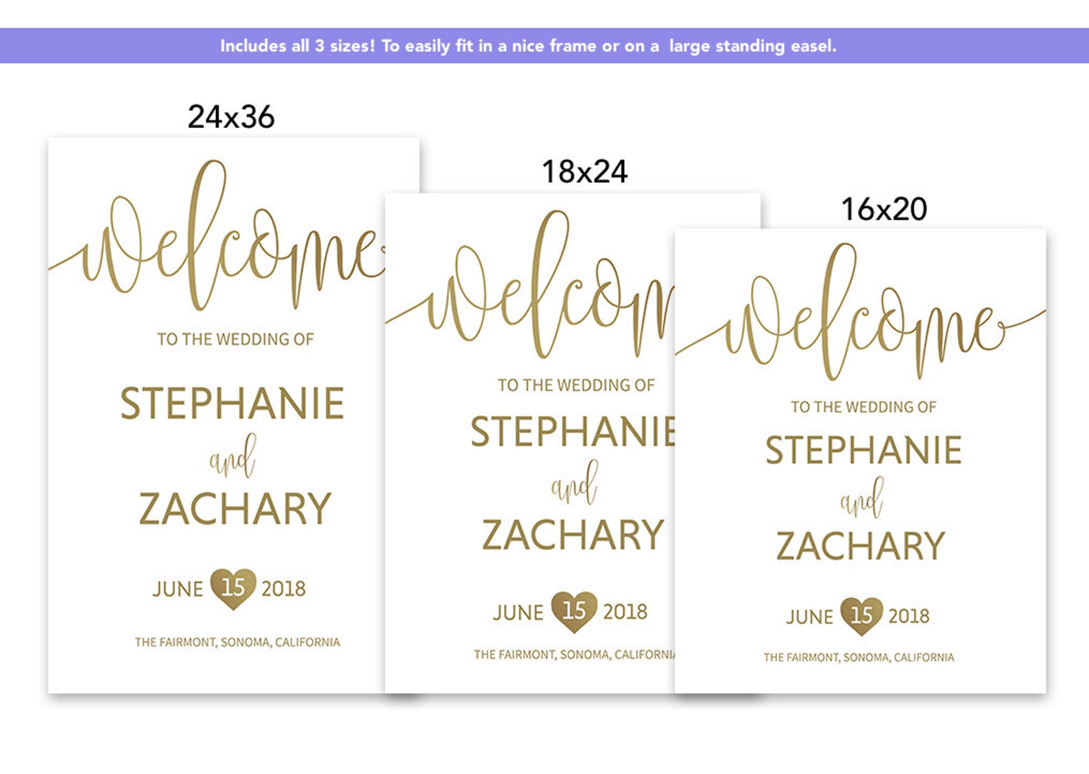 GOLD Wedding Sign Gold Wedding Welcome Sign Printable Wedding - Etsy