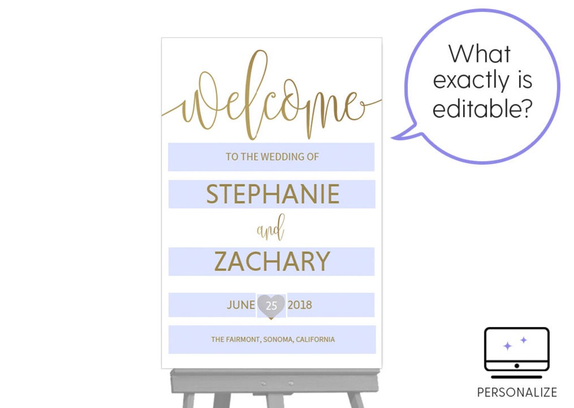 GOLD Wedding Sign Gold Wedding Welcome Sign Printable Wedding - Etsy