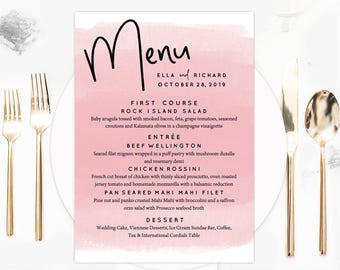 Watercolor menu | Etsy